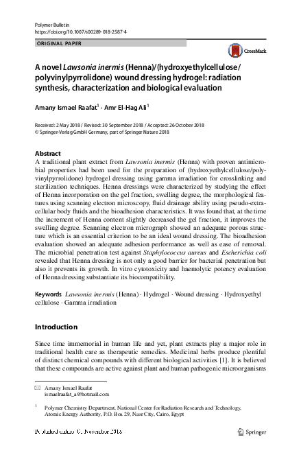 (PDF) A novel Lawsonia inermis (Henna)/(hydroxyethylcellulose ...