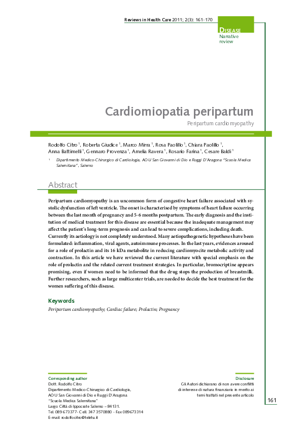 (PDF) Peripartum cardiomyopathy
