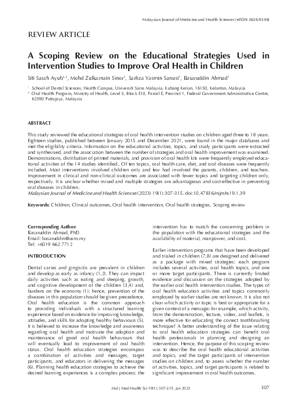 (PDF) A Scoping Review on the Educational Strategies Used in ...