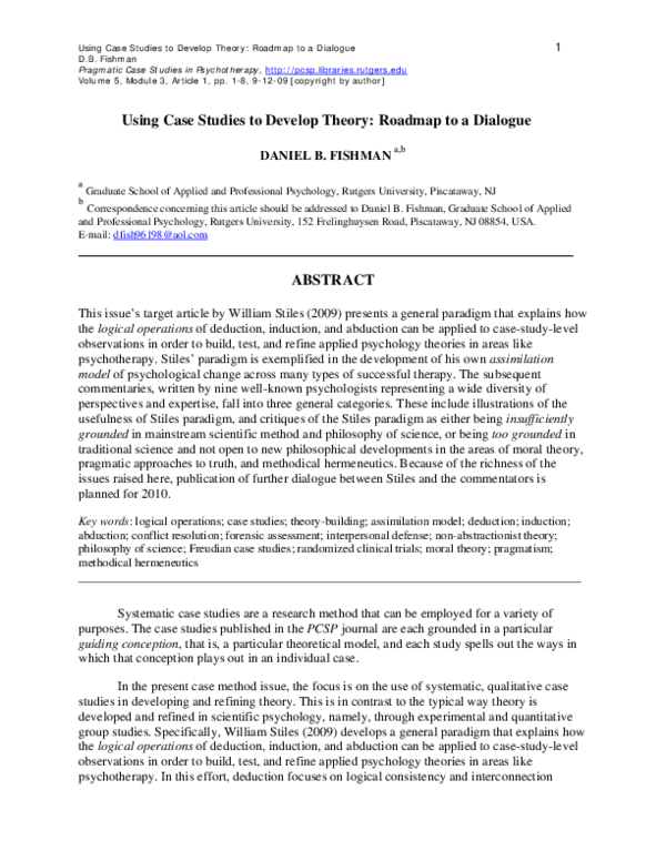 (PDF) Using Case Studies to Develop Theory: Roadmap to a Dialogue