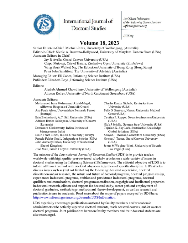 (PDF) Printable Table of Contents. IJDS, Volume 18, 2023