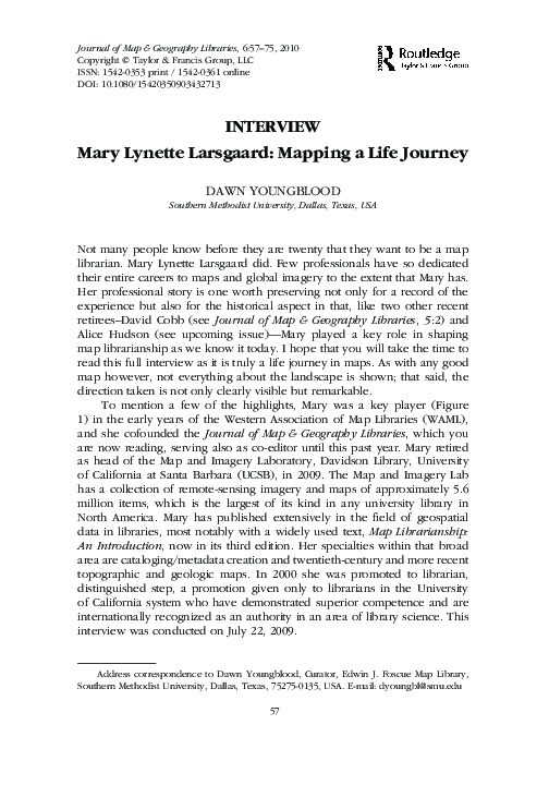 (PDF) Mary Lynette Larsgaard: Mapping a Life Journey | Dawn Youngblood ...