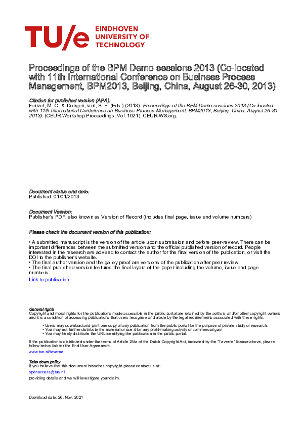 (PDF) Proceedings of the BPM Demo sessions 2013 (Co-located with 11th ...