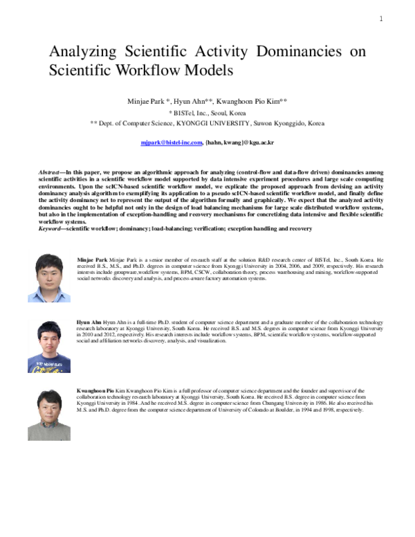 (PDF) Analyzing scientific activity dominancies on scientific workflow models