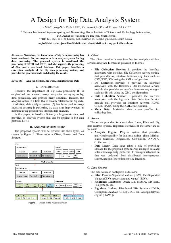 (PDF) A design for big data analysis system