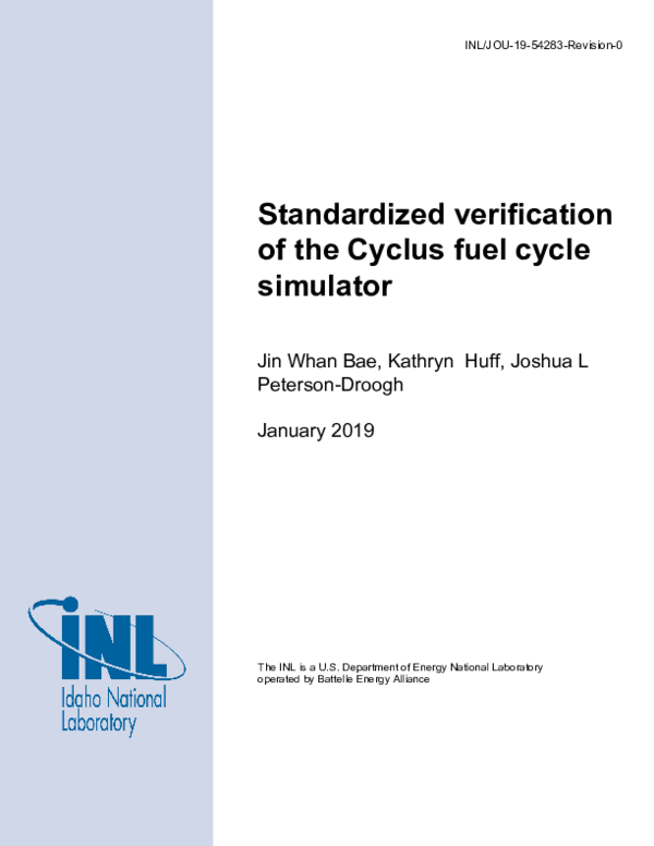 (PDF) Standardized verification of the Cyclus fuel cycle simulator
