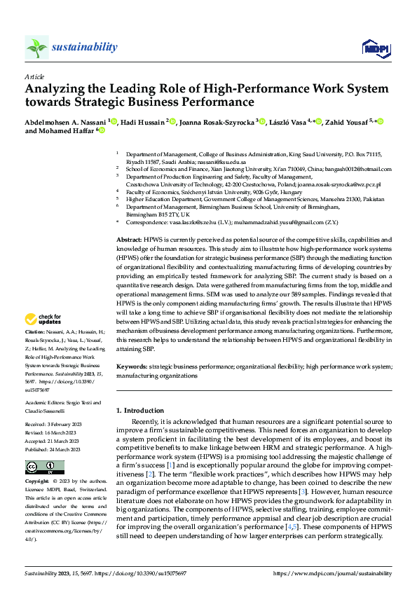 (PDF) Analyzing the Leading Role of High-Performance Work System ...