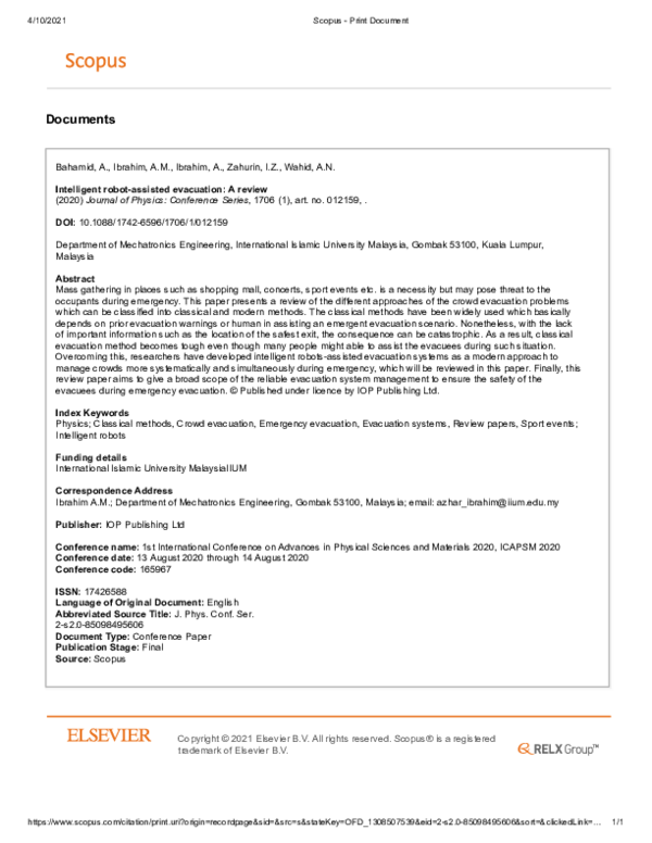 (PDF) Intelligent robot-assisted evacuation: A review