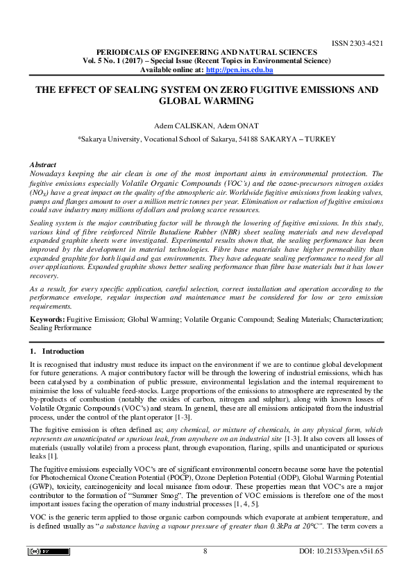 (PDF) The Effect of Sealing System on Zero Fugitive Emissions and Global Warming