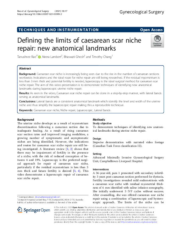 (PDF) Defining the limits of caesarean scar niche repair: new ...