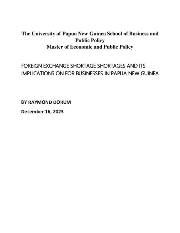 (PDF) The University of Papua New Guinea School of Business and Public ...