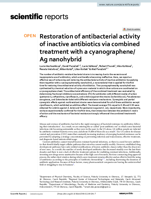 (PDF) Restoration of antibacterial activity of inactive antibiotics via ...