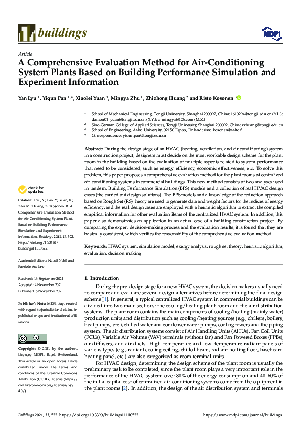 (PDF) A Comprehensive Evaluation Method for Air-Conditioning System ...