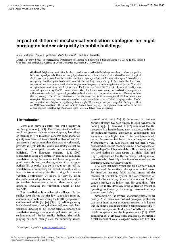 (PDF) Impact of different mechanical ventilation strategies for night ...