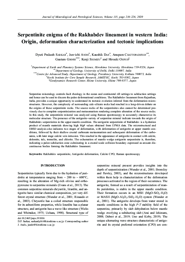 (PDF) Serpentinite enigma of the Rakhabdev lineament in western India ...