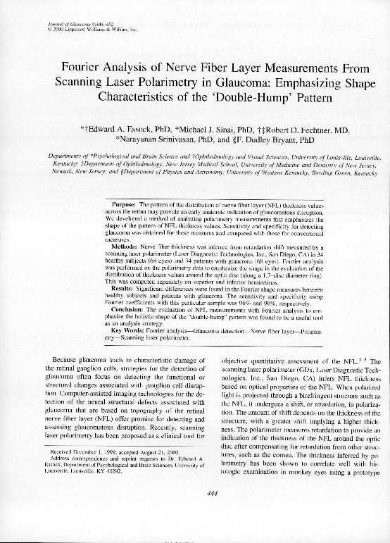 (PDF) Fourier Analysis of Nerve Fiber Layer Measurements From Scanning Laser Polarimetry in ...