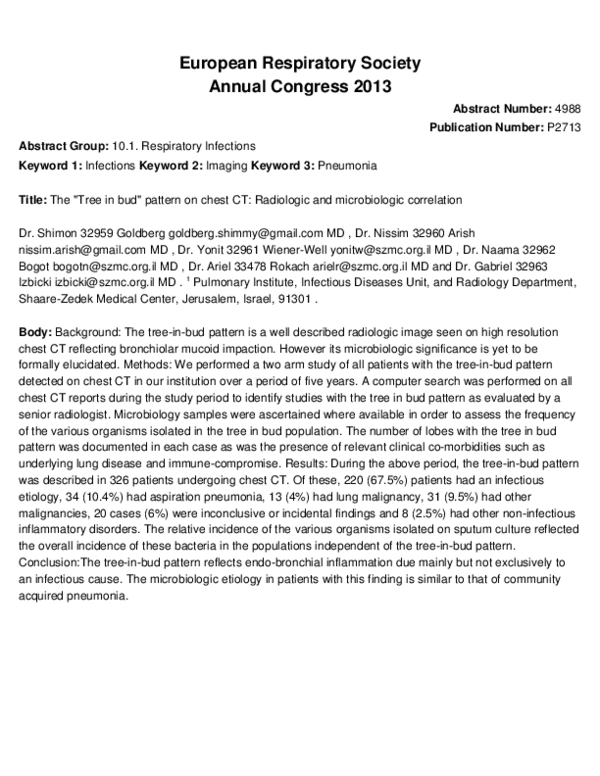 (PDF) The "Tree in bud" pattern on chest CT: Radiologic and ...
