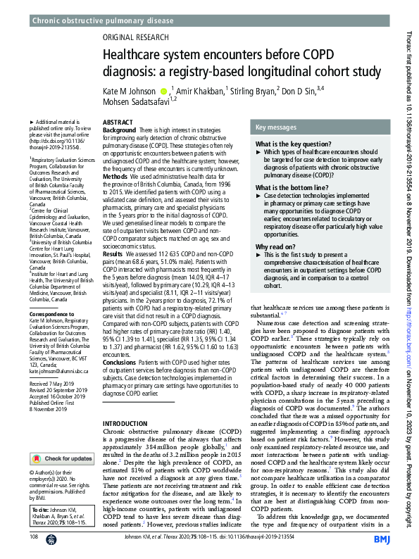 (PDF) Healthcare system encounters before COPD diagnosis: a registry ...