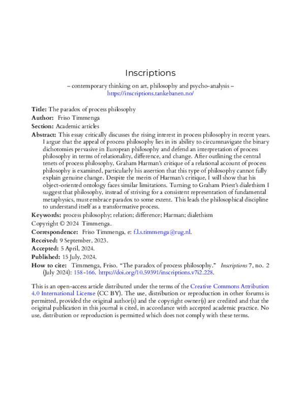 (PDF) The paradox of process philosophy