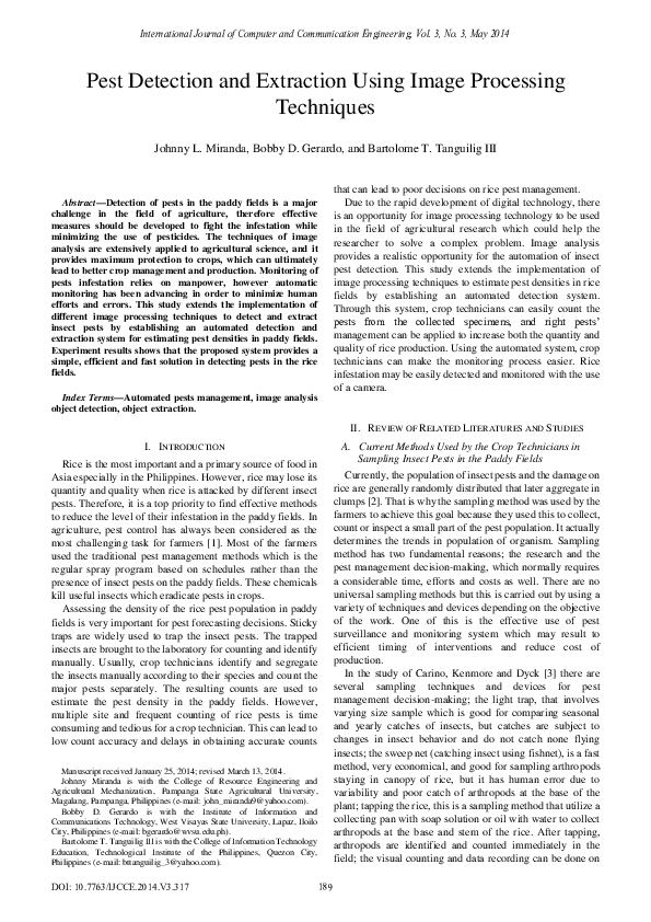 (PDF) Pest Detection and Extraction Using Image Processing Techniques