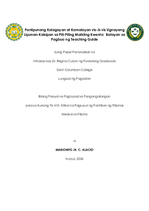 (PDF) Panlipunang Kalagayan at Kamalayan vis-à-vis Ugnayang Lipunan ...