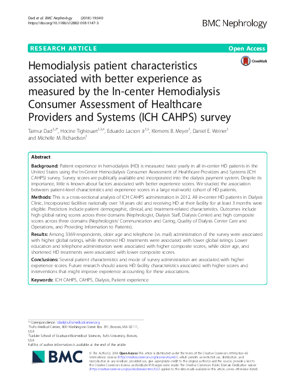 (PDF) Hemodialysis patient characteristics associated with better ...