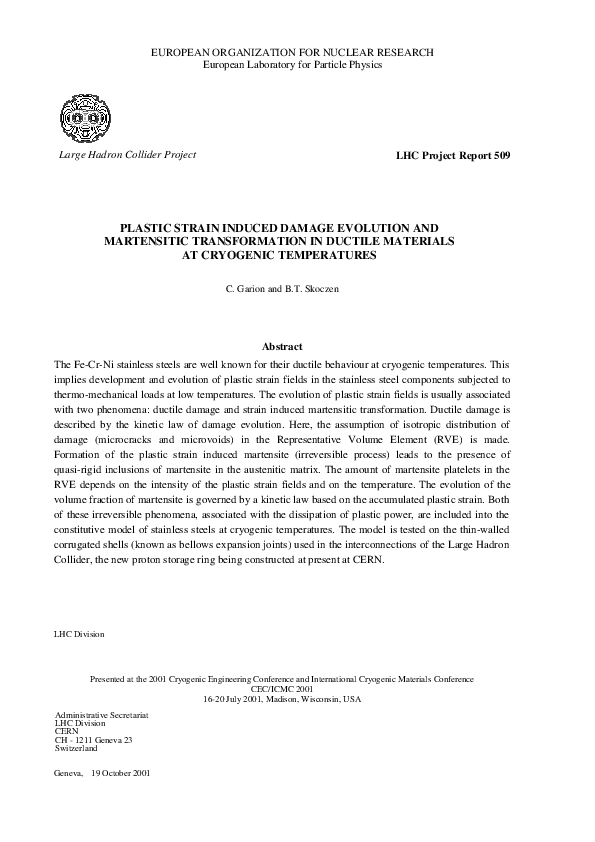(PDF) Plastic strain induced damage evolution and martensitic ...