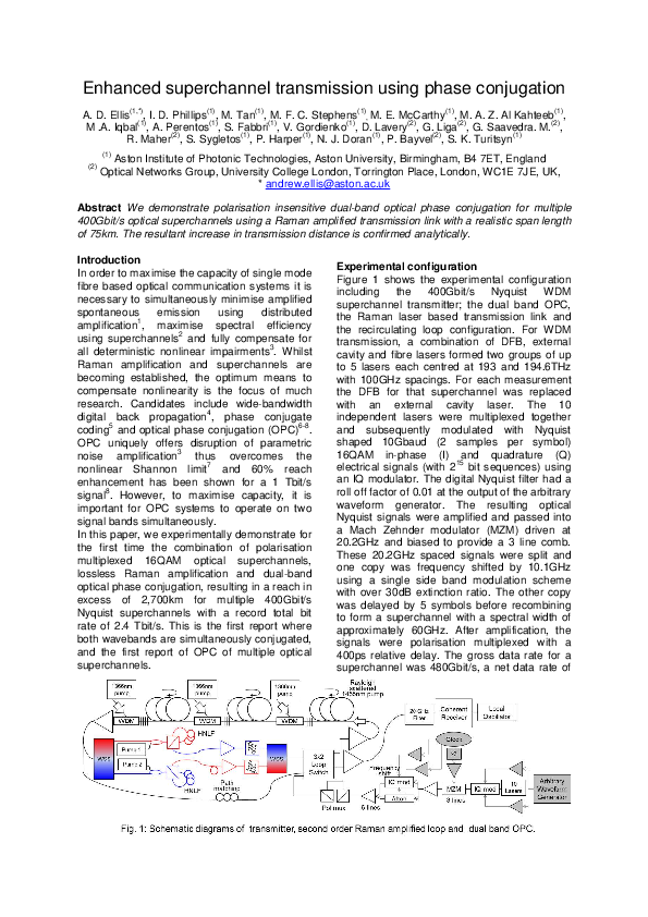 (PDF) Enhanced superchannel transmission using phase conjugation