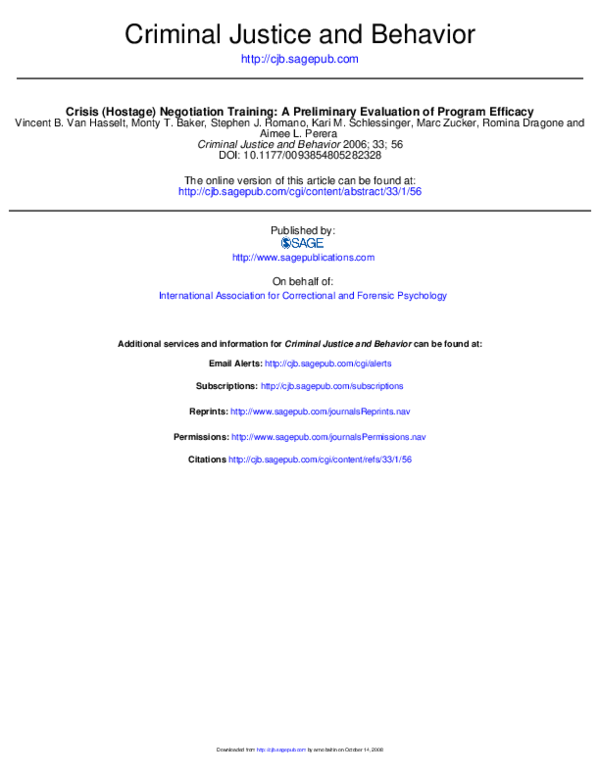 (PDF) Crisis (Hostage) Negotiation Training