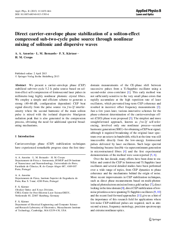 (PDF) Direct carrier–envelope phase stabilization of a soliton-effect ...