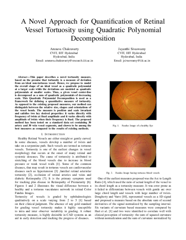 (PDF) A novel approach for quantification of retinal vessel tortuosity using quadratic ...