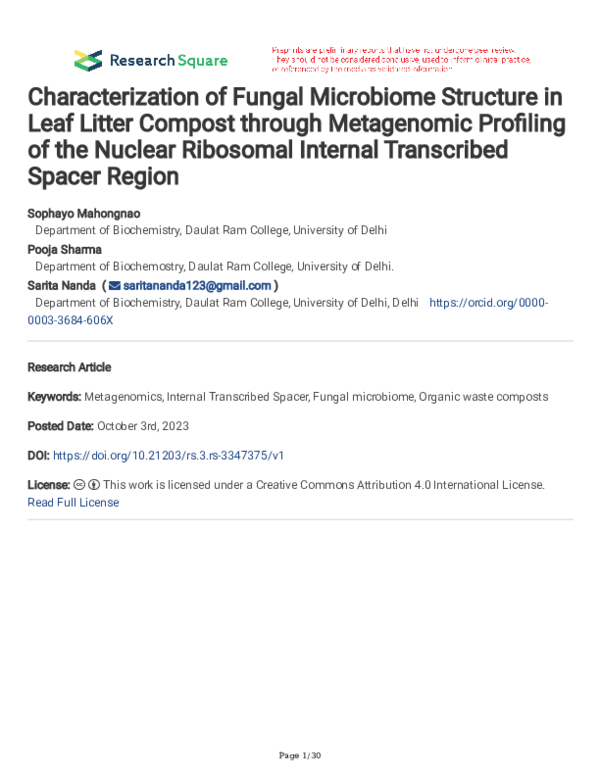 (PDF) Characterization of Fungal Microbiome Structure in Leaf Litter ...