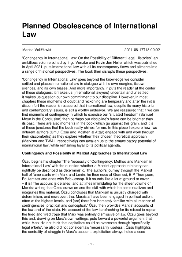 (PDF) Planned Obsolescence of International Law