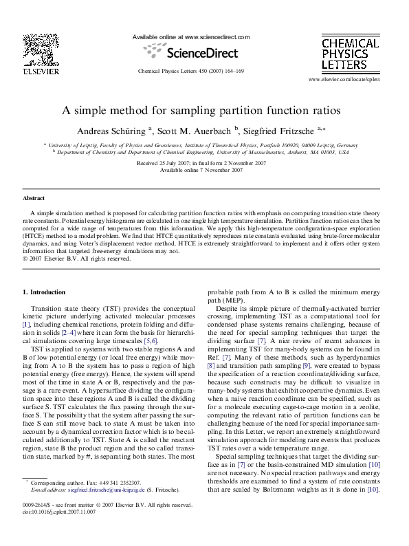 (PDF) A simple method for sampling partition function ratios