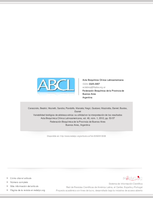 (PDF) Variabilidad biológica de aldolasa sérica: su utilidad en la ...