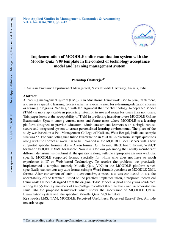 (PDF) Implementation of MOODLE online examination system with the Moodle_Quiz_V09 template in ...