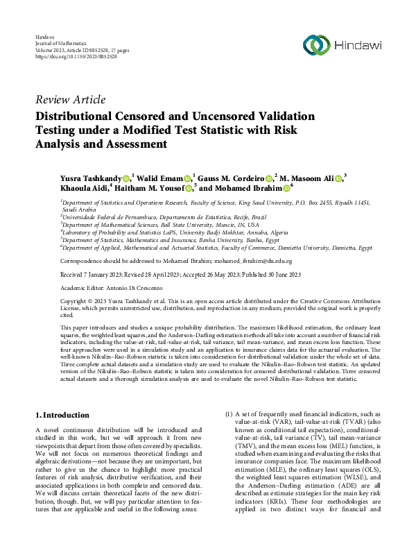 Pdf Distributional Censored And Uncensored Validation Testing Under A