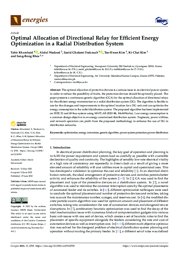 (PDF) Optimal Allocation of Directional Relay for Efficient Energy Optimization in a Radial ...