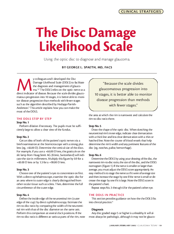 (PDF) The Disc Damage Likelihood Scale Using the optic disc to diagnose ...