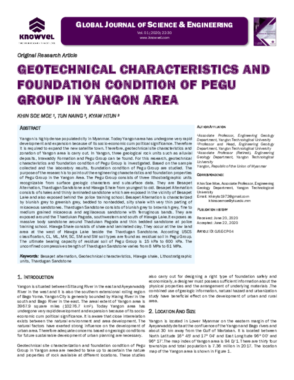 (PDF) Geotechnical Characteristics and Foundation Condition of Pegu ...