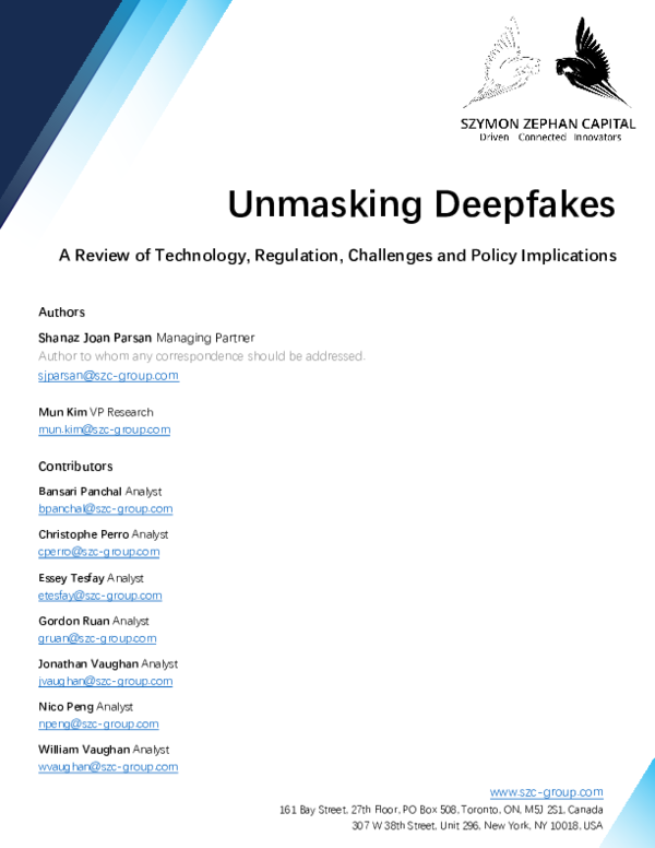 (PDF) Unmasking Deepfakes A Review of Technology, Regulation, Challenges and Policy Implications