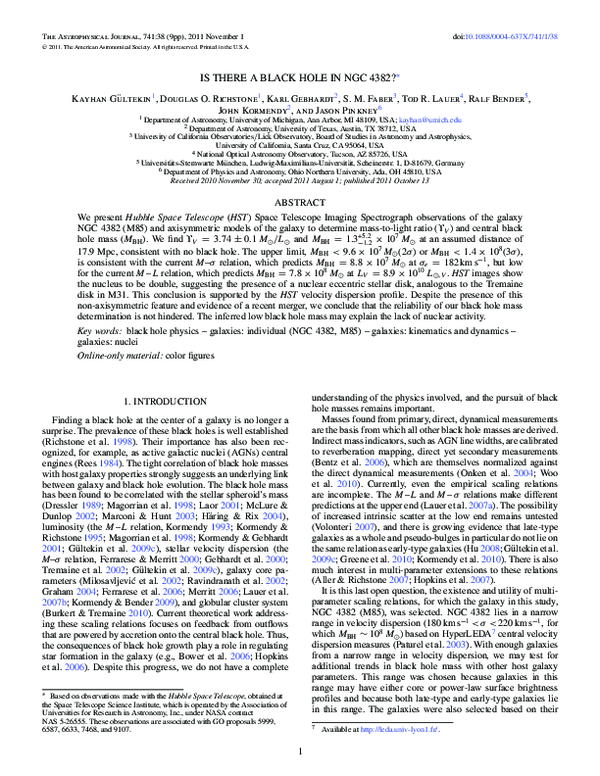 (PDF) Is There a Black Hole in NGC 4382?