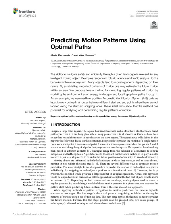 (PDF) Predicting Motion Patterns Using Optimal Paths