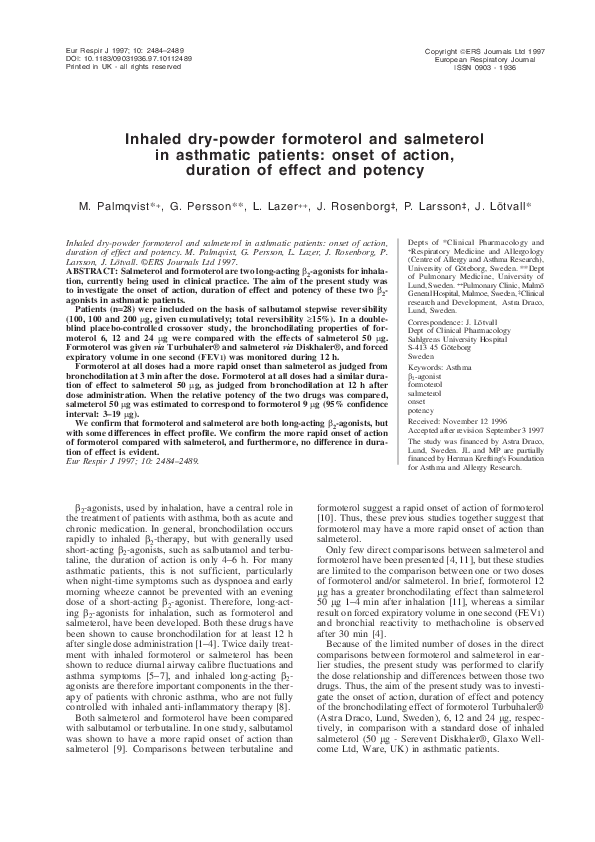 (PDF) Inhaled dry-powder formoterol and salmeterol in asthmatic ...