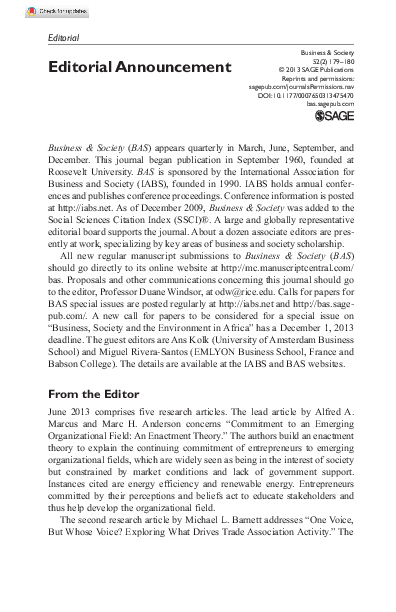 (PDF) Editorial Announcement, From the Editor