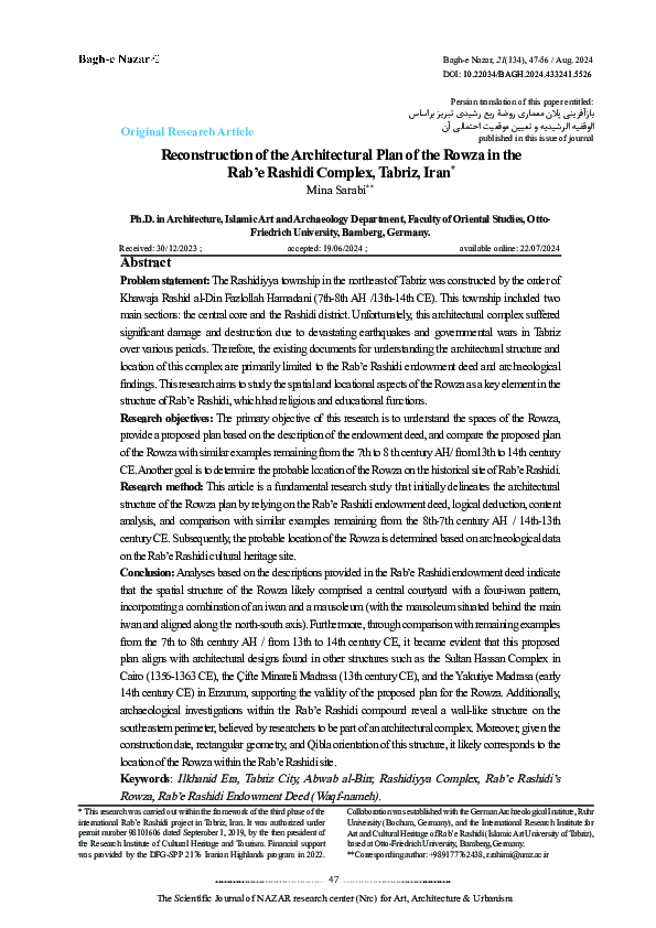 (PDF) Reconstruction of the Architectural Plan of the Rowza in the Rab ...