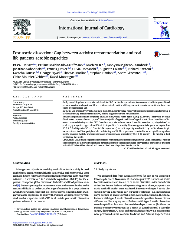 (PDF) Post aortic dissection: Gap between activity recommendation and ...