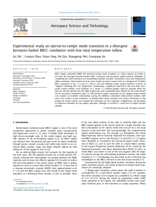 (PDF) Experimental study on ejector-to-ramjet mode transition in a ...