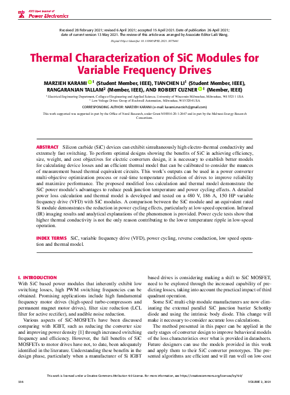 (PDF) Thermal Characterization of SiC Modules for Variable Frequency Drives
