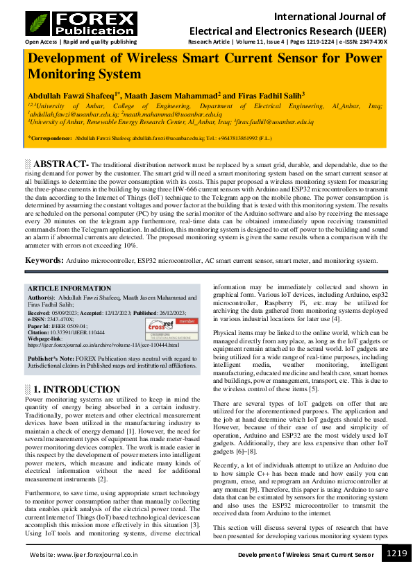 (PDF) Development of Wireless Smart Current Sensor for Power Monitoring ...